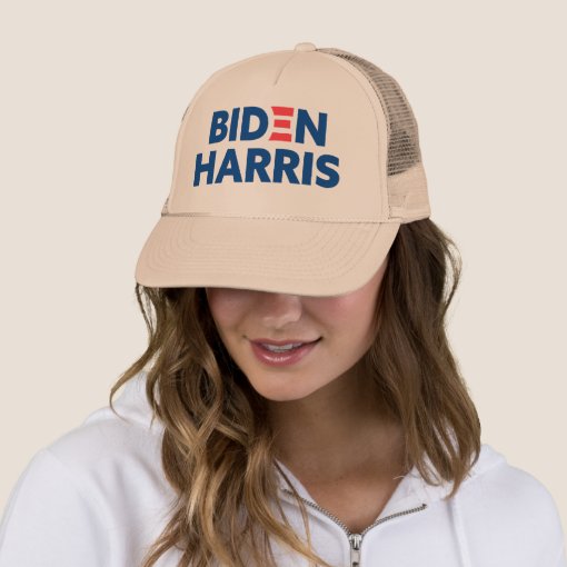 Biden / Harris Blue Logo Khaki Trucker Hat | Zazzle