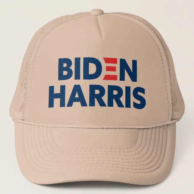 Biden / Harris Blue Logo Khaki Trucker Hat | Zazzle