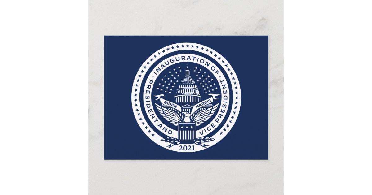 Biden Harris Inaugural Logo Inauguration Day Blue Postcard | Zazzle