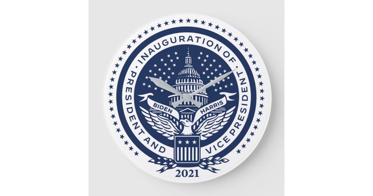 Biden Harris President Inaugural Logo Inauguration Large Clock | Zazzle