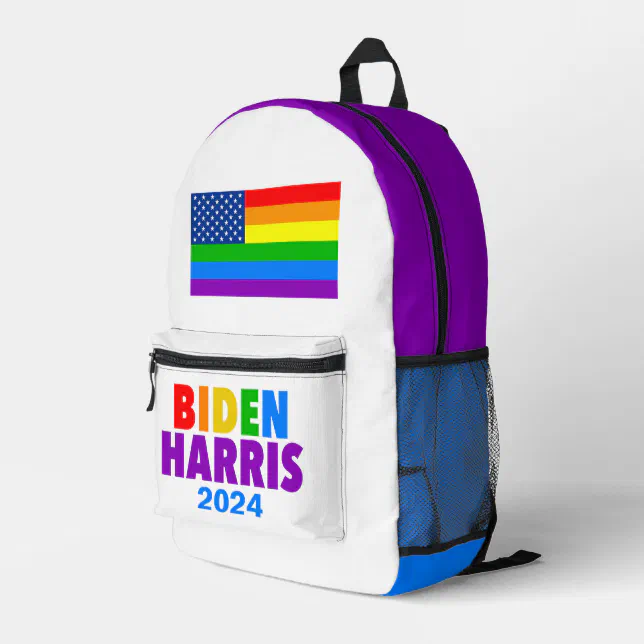 Biden Harris Rainbow American Flag LGBT Custom Printed Backpack | Zazzle
