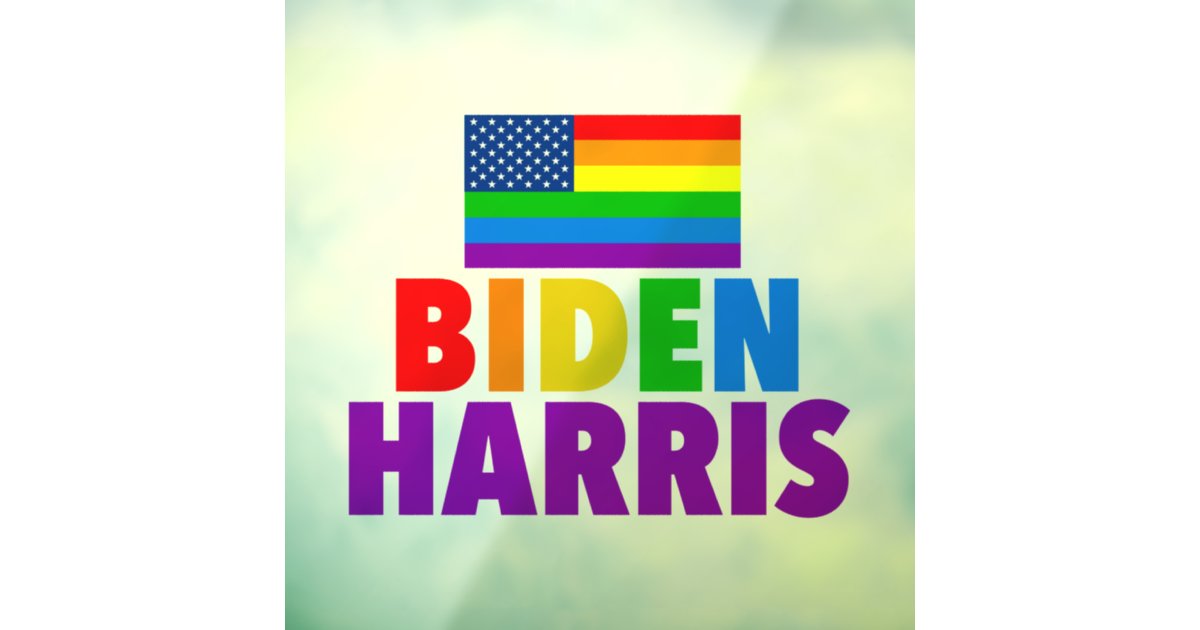 Biden Harris Rainbow American Flag LGBT Custom Window Cling | Zazzle