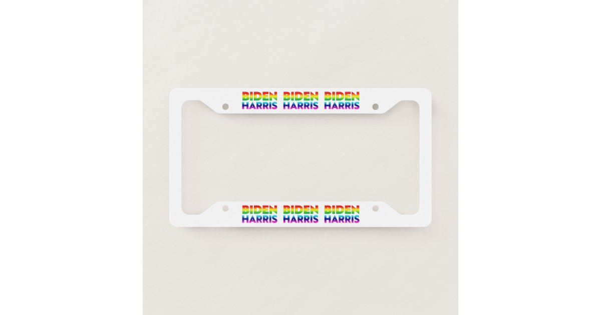 Biden Harris rainbow lgbtq gay pride flag colors License Plate Frame ...