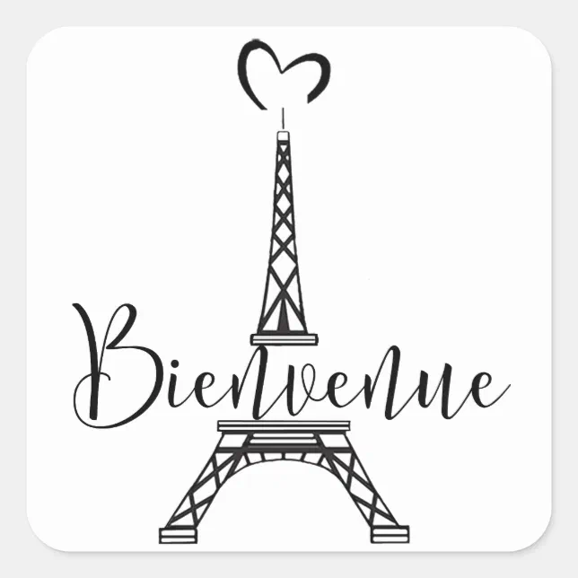 "Bienvenue" (welcome in French) Square Sticker | Zazzle