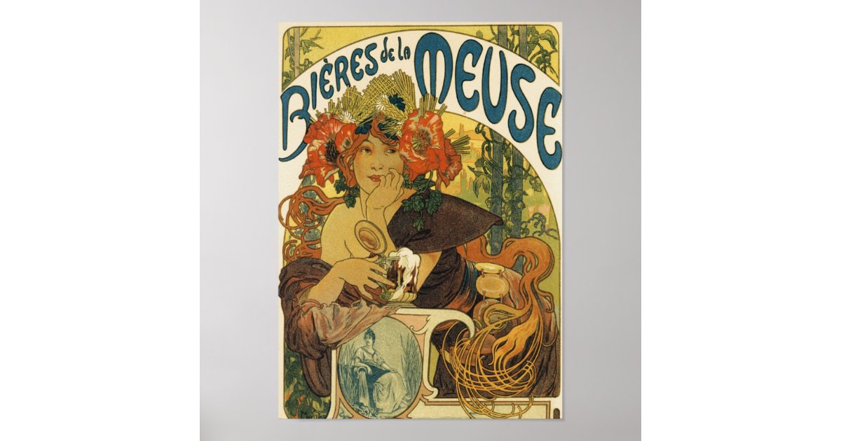 Bieres de La Meuse by Alfons Mucha - Poster | Zazzle Bieres de La Meuse by Alfons Mucha - Poster | Zazzle