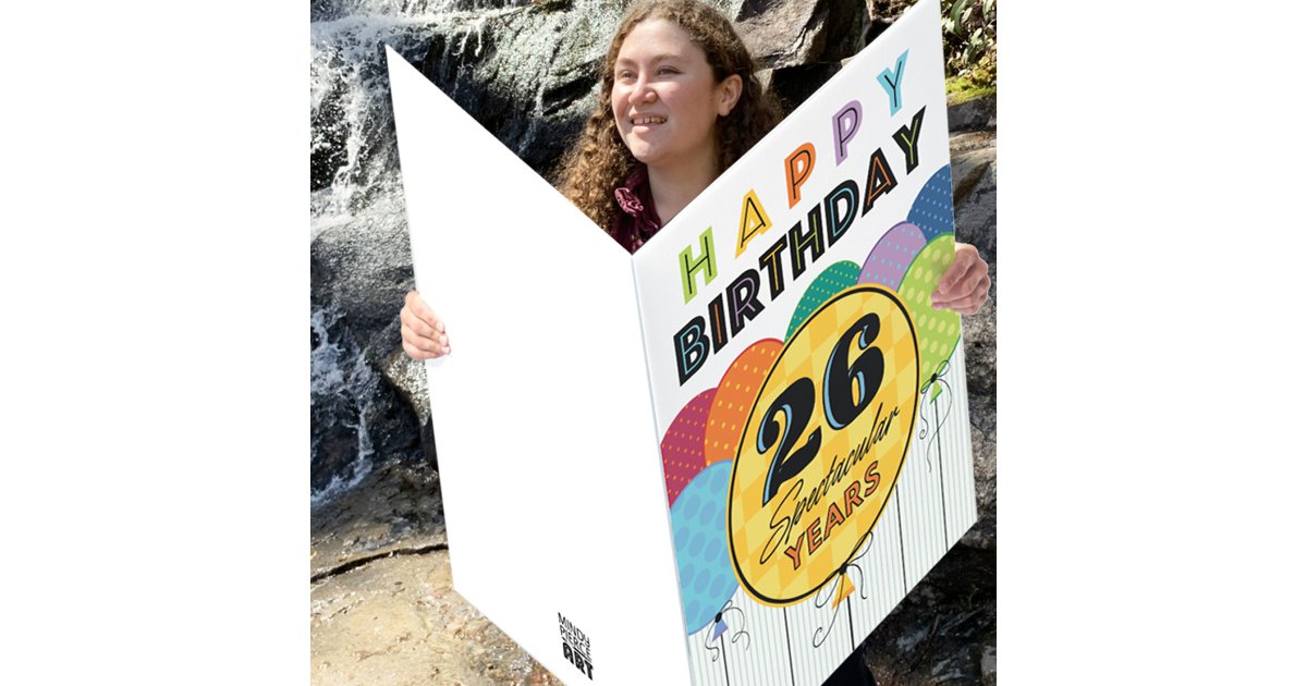 Big 26th Birthday Colorful Balloon Card | Zazzle