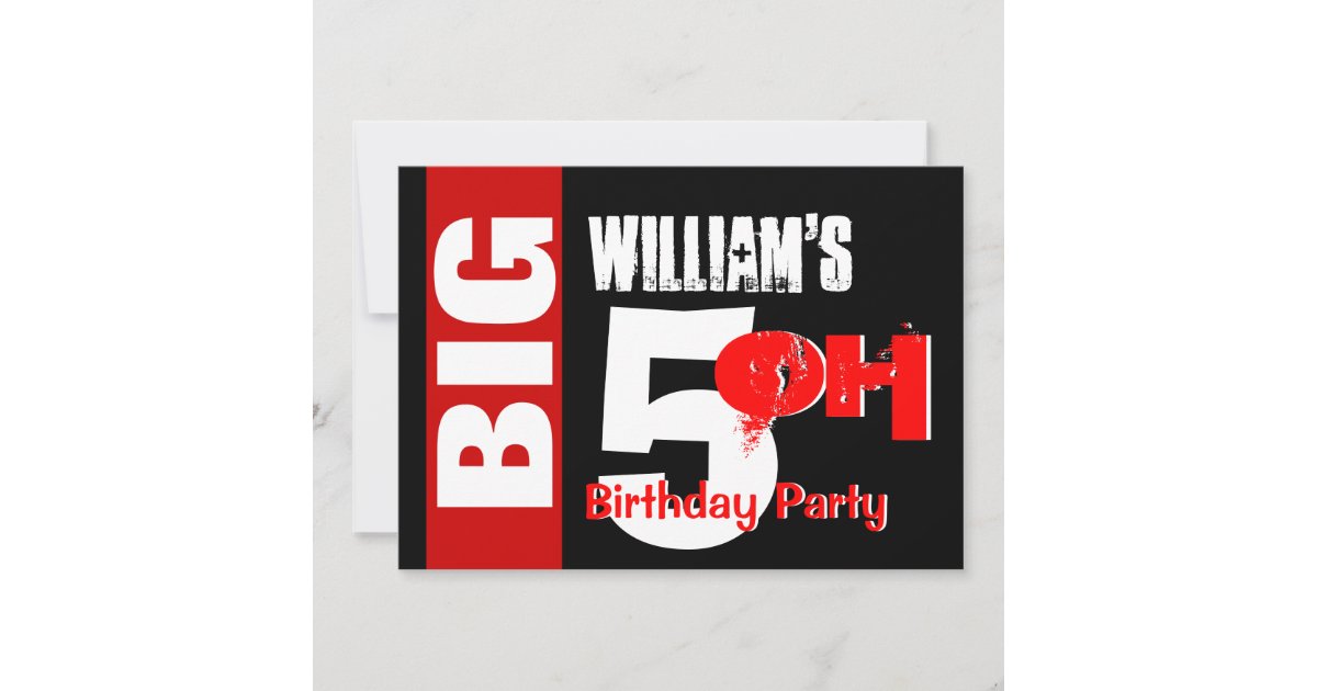 Big 50 Birthday Modern Red White Black W1732 Invitation | Zazzle