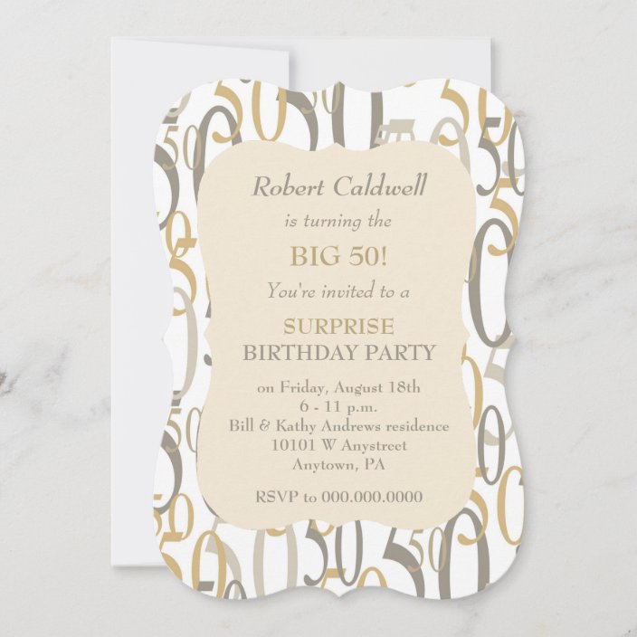 Big 50 Gold Birthday Party Invitation | Zazzle