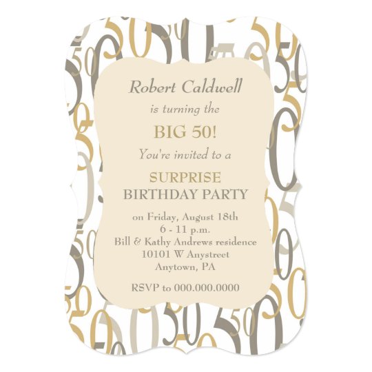Big 50 Gold Birthday Party Invitation | Zazzle.com