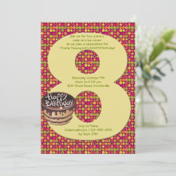 Big 8 Birthday Party Invitation | Zazzle
