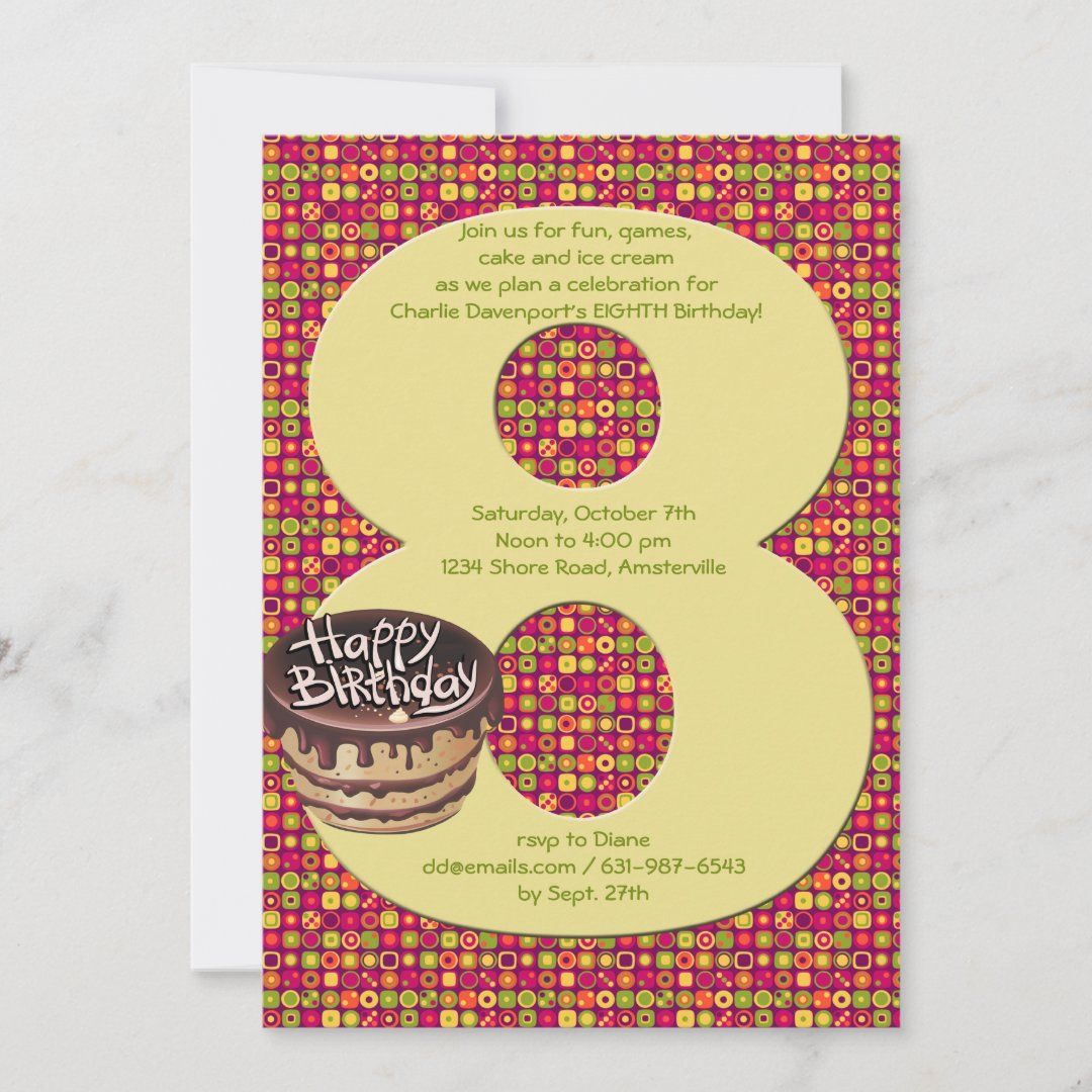 Big 8 Birthday Party Invitation | Zazzle