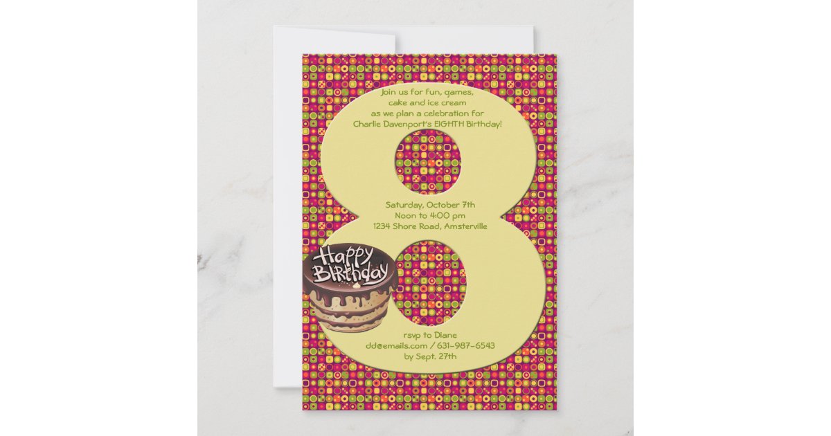 Big 8 Birthday Party Invitation | Zazzle