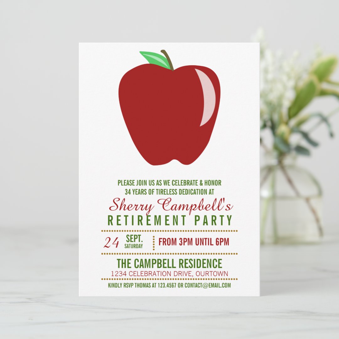 Big Apple Teacher Retirement Party Invitations | Zazzle