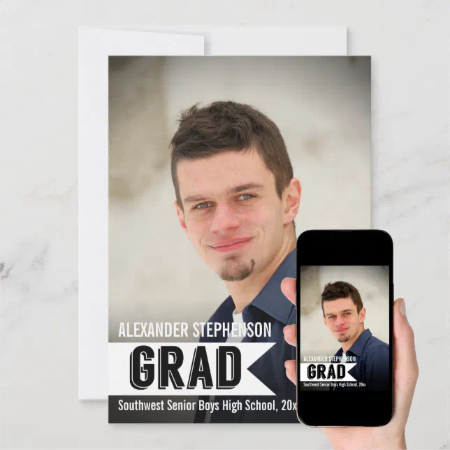 Big Banner Guys Custom Photo Graduation Invitation | Zazzle