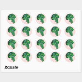 Big Beautiful Broccoli Pink Classic Round Sticker | Zazzle
