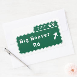 Big Beaver Road, Road Sign, Michigan, USA Rectangular Sticker | Zazzle