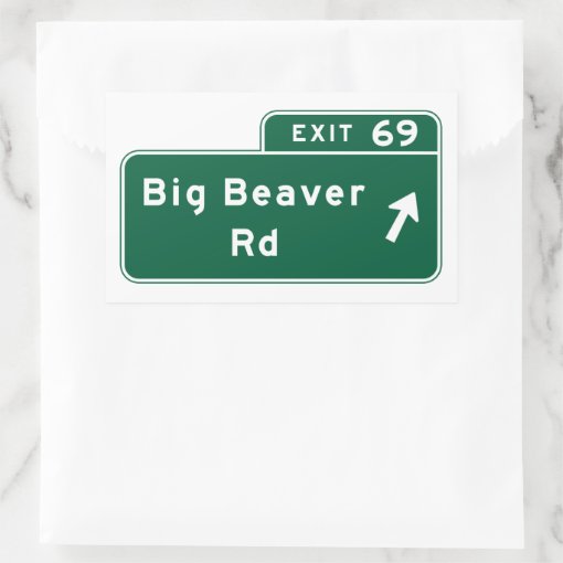 Big Beaver Road, Road Sign, Michigan, USA Rectangular Sticker | Zazzle