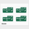 Big Beaver Road, Road Sign, Michigan, USA Rectangular Sticker | Zazzle