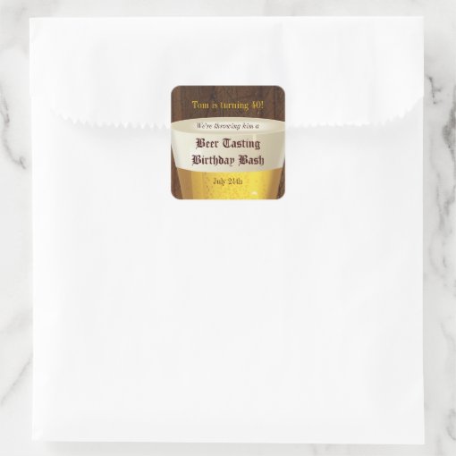 Big Beer Tasting Square Sticker | Zazzle