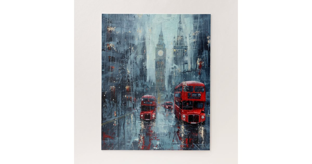 Big Ben and Red Commuter Busses Jigsaw Puzzle | Zazzle
