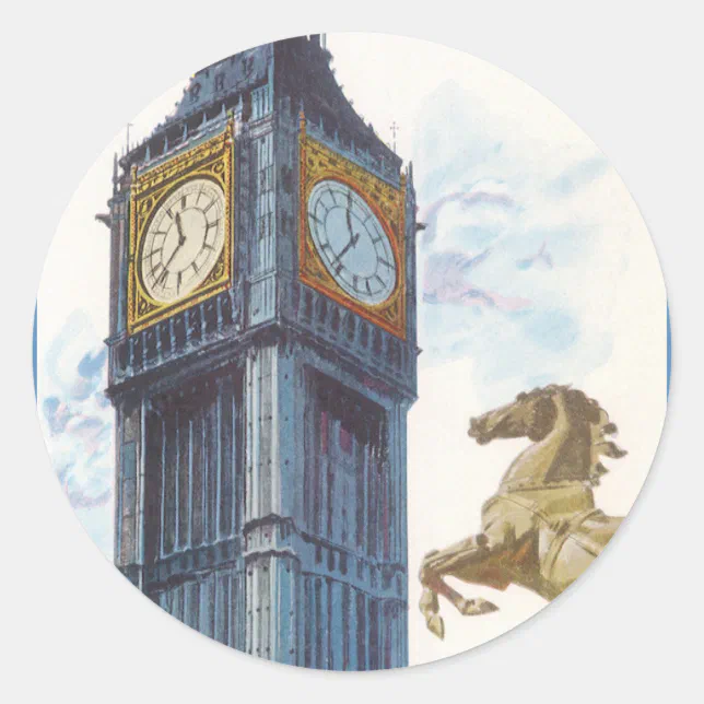 Big Ben Clock Tower at the Palace of Westminster Classic Round Sticker ...