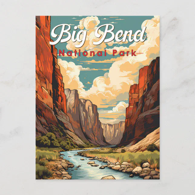 Big Bend National Park Illustration Retro Postcard | Zazzle