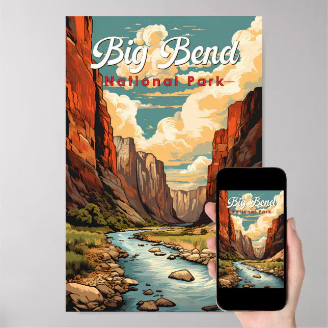Big Bend National Park Illustration Retro Poster | Zazzle