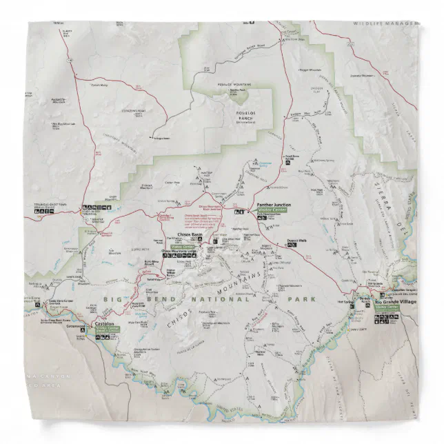 Big Bend (Texas) map bandana | Zazzle