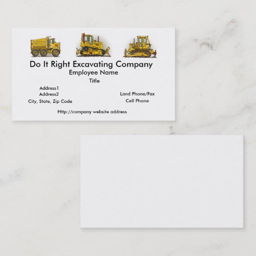 Big Big Bulldozer Dozer Business Cards | Zazzle