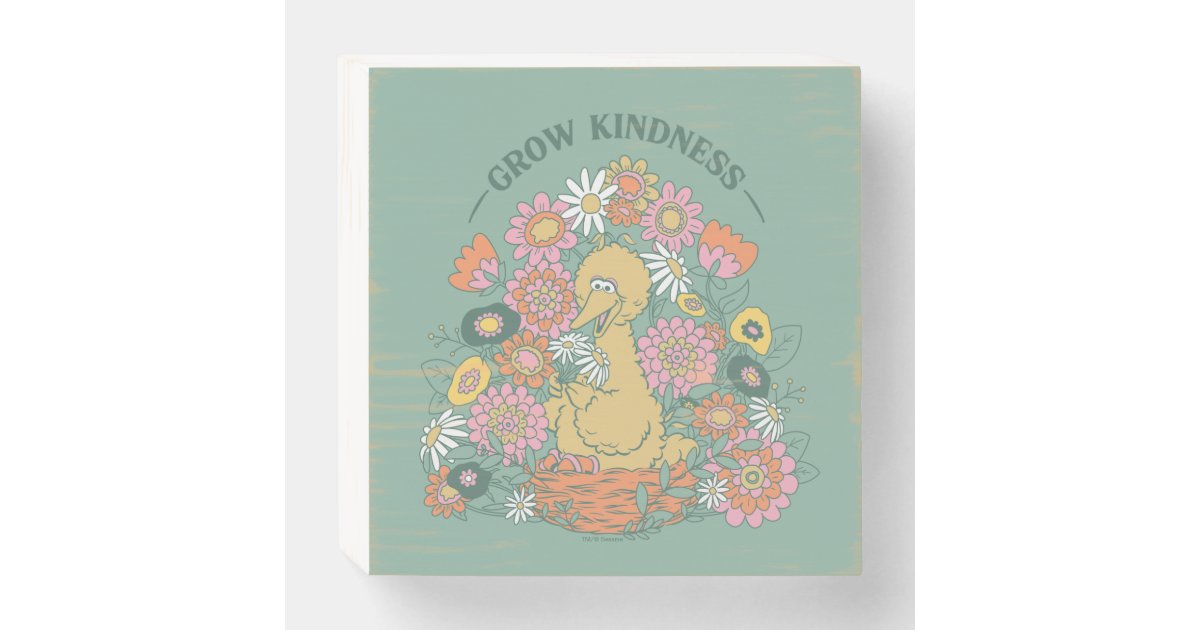 Big Bird | Grow Kindness Floral Graphic Wooden Box Sign | Zazzle