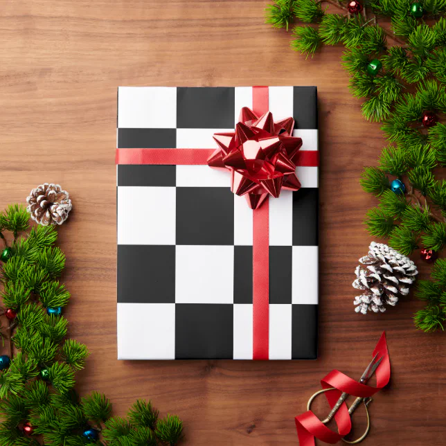 Big Black and White Checkered Wrapping Paper | Zazzle