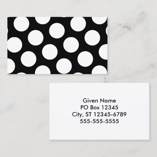 Big Black and White Polka Dots Business Card | Zazzle