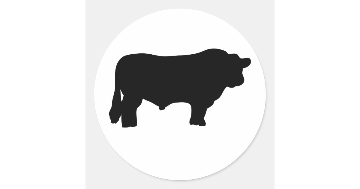 big black angus bull classic round sticker | Zazzle