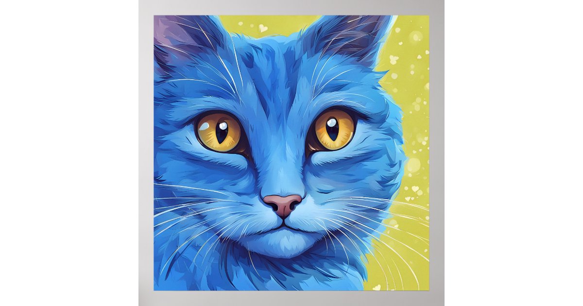 Big Blue Cat. Poster | Zazzle