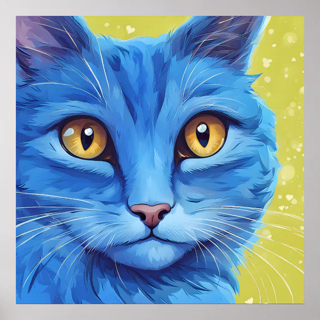 Big Blue Cat. Poster | Zazzle