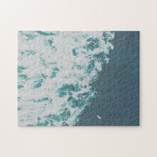 Big Blue Ocean Aerial Beach View Photography Jigsaw Puzzle | Zazzle