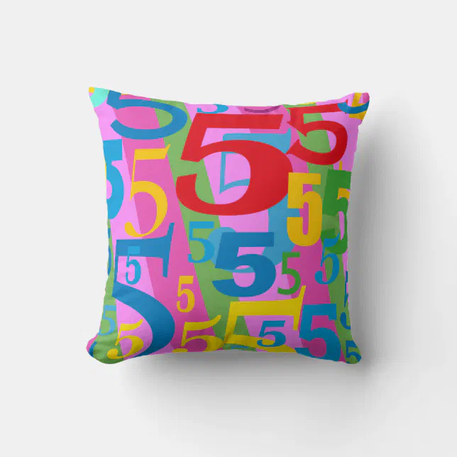 Big Bold Bright Number 5 Fun Multicolored Throw Pillow | Zazzle