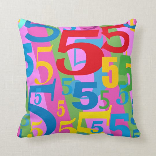 Big Bold Bright Number 5 Fun Multicolored Throw Pillow | Zazzle.com