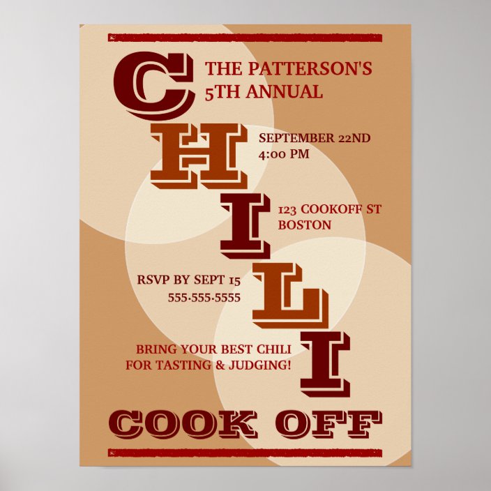 Big Bold Chili Cook Off Competition Poster | Zazzle.com