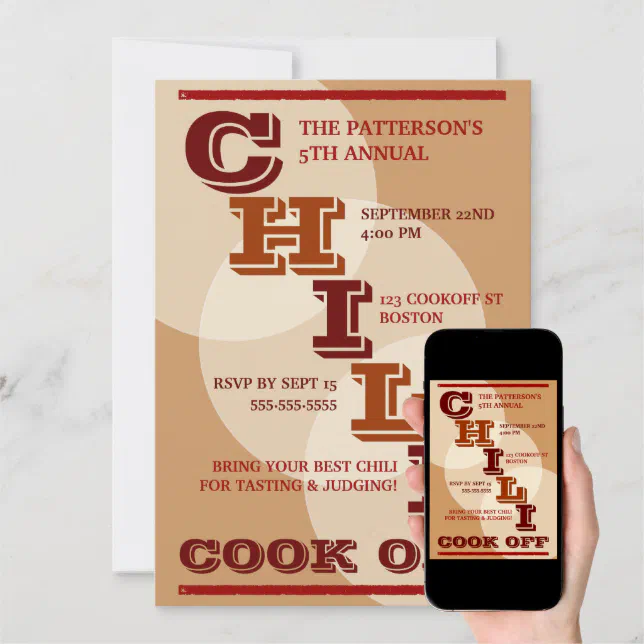 Big Bold Chili Cook Off Party Invitation | Zazzle