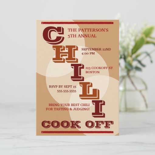Big Bold Chili Cook Off Party Invitation | Zazzle