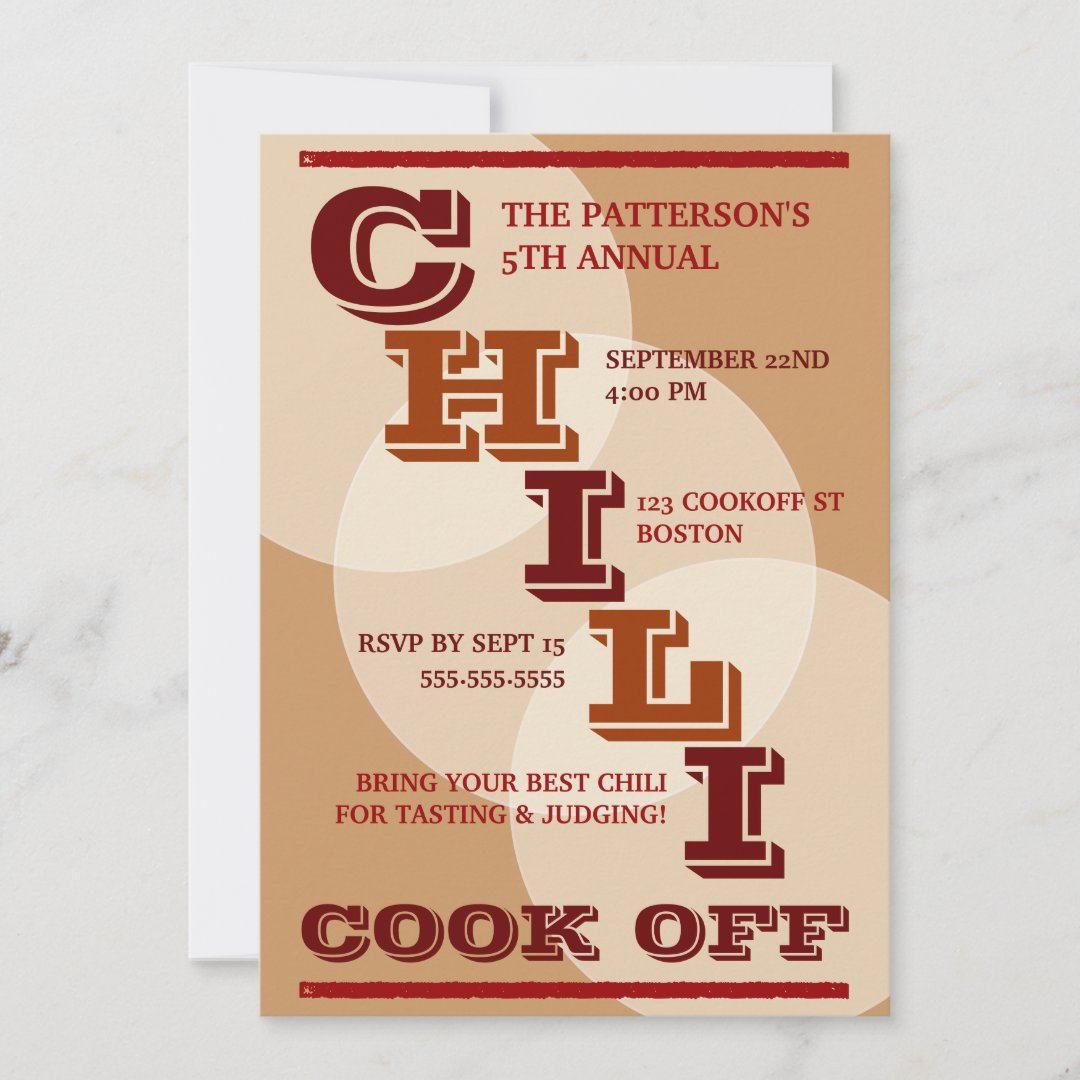 Big Bold Chili Cook Off Party Invitation | Zazzle