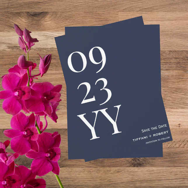 Big Bold Date Navy Blue Save The Date | Zazzle