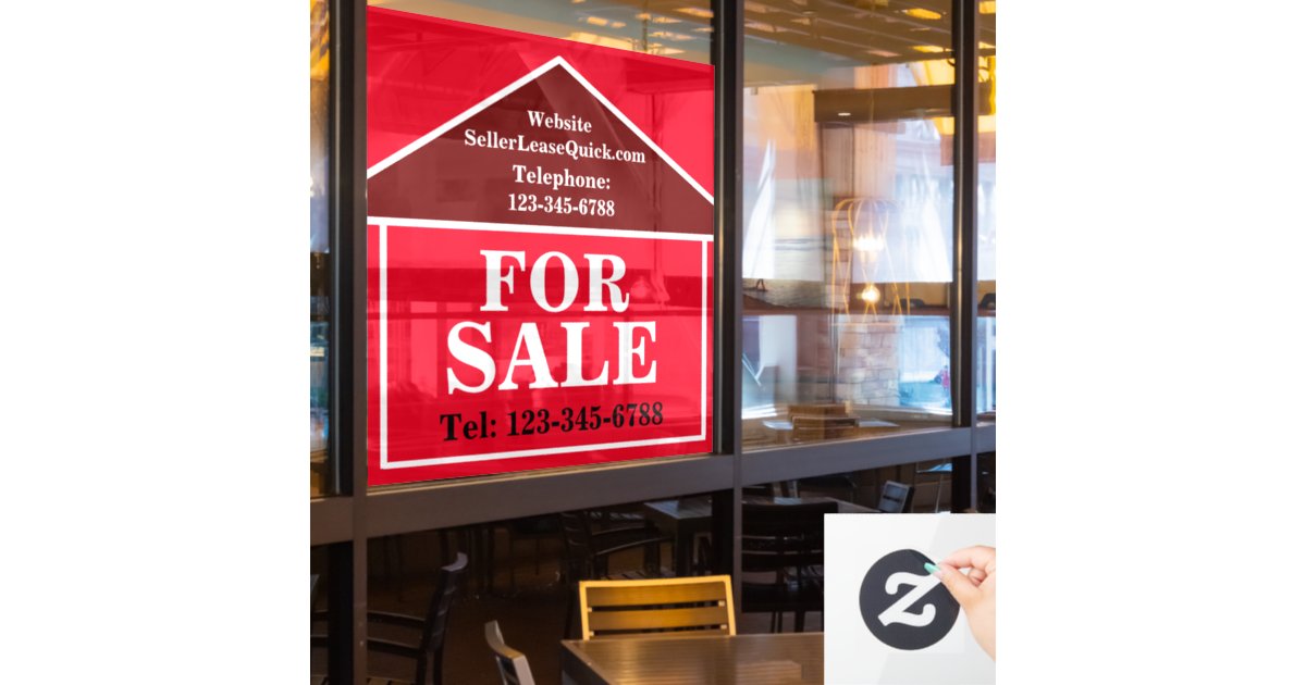 BIG BOLD FOR SALE Custom Real Estate Window Cling | Zazzle