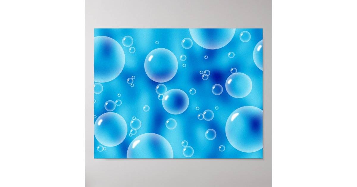 Big Bouncing Blue Bubbles Poster | Zazzle