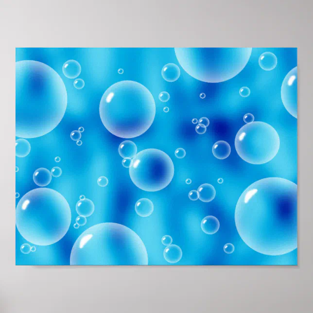 Big Bouncing Blue Bubbles Poster | Zazzle