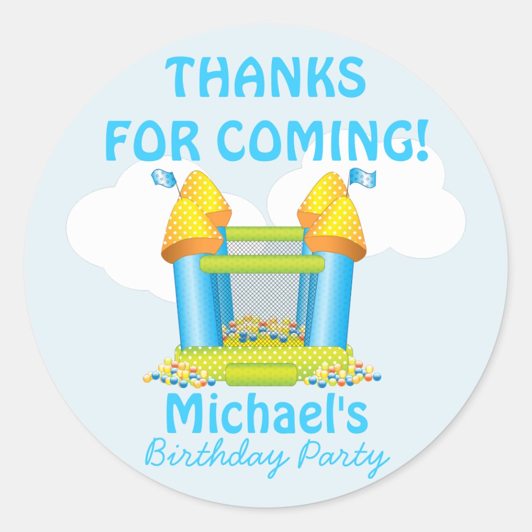 Big Bouncy Bounce House Birthday Favor Sticker | Zazzle