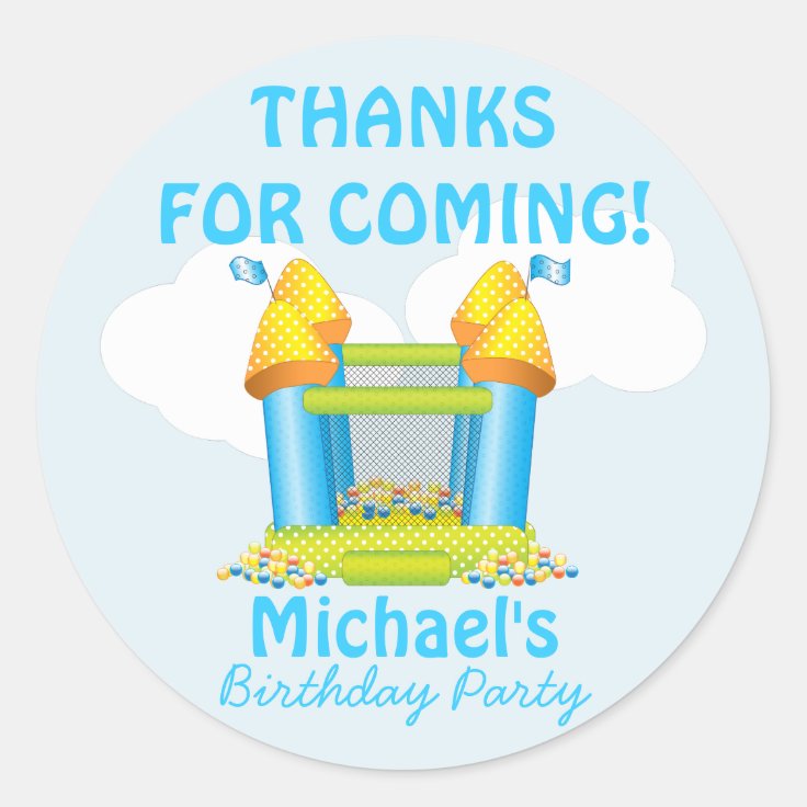 Big Bouncy Bounce House Birthday Favor Sticker | Zazzle