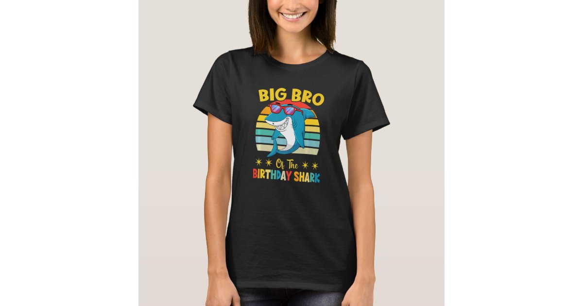Big Bro Of The Shark Birthday Family Birthday Litt T-Shirt | Zazzle