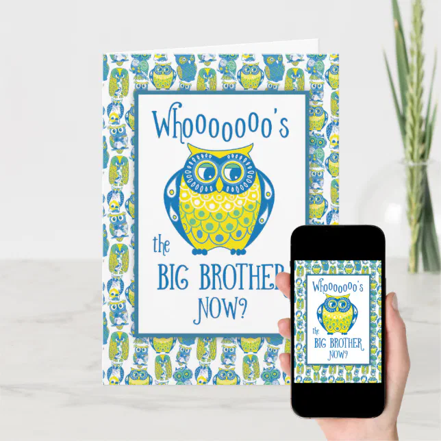 Big Brother Congratulations, Cute Owls Card | Zazzle